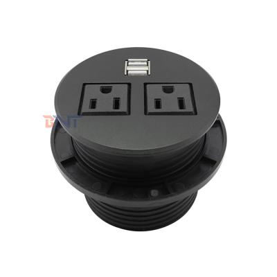 China Round Socket Table Dual Usb Charging Outlet Sofa Socket With 2 Power Socket for sale