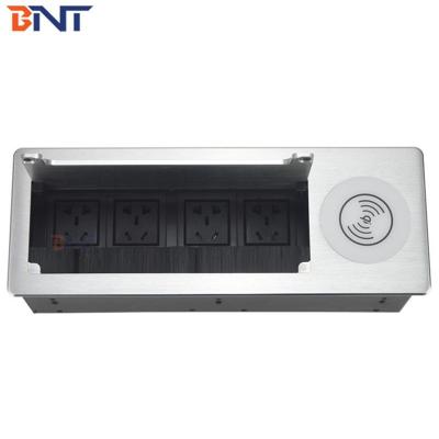 China Office Furniture Brush Cover Desktop Socket Conference Room Table Power Outlets With Wireless Charger for sale