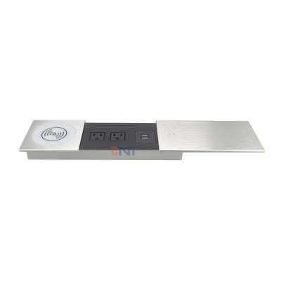 China Usb Charging And Wireless Charger Multimedia Table Sliding Power Socket for sale