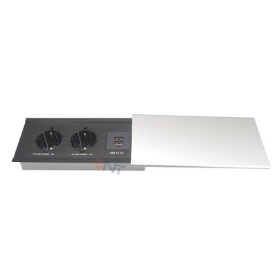 China EU Power Slide Open Hidden Into Desk Mount Socket Box With USB Charger for sale