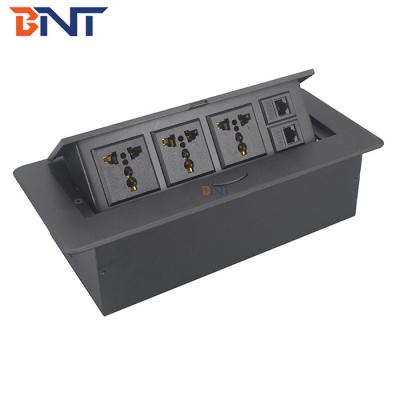 China Pop Up Type Table Mounted Power Data Socket Outlet Box With RJ45 Data Ports for sale