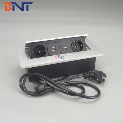 China Zinc Alloy Plate Slow Pop Up EU Power Tabletop Outlet Steel Box for sale