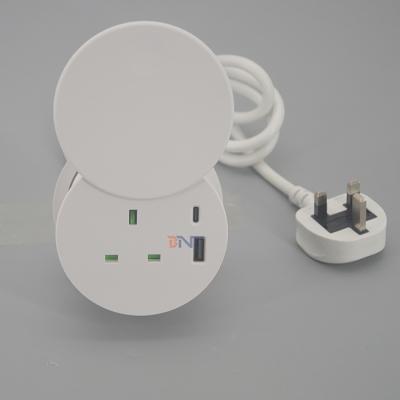 China Sliding Overturn Cover Desktop Power Grommet With 1 AC Outlets And 1 USB Charging And USB Type C for sale