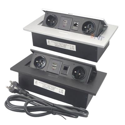 China Multimedia Office Desktop Pop Up Electrical Power Sockets With RJ45 for sale
