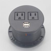 China Mini Round Table Socket With 2 X USA Power And 1 X USB Charger for sale