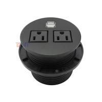 China 4 In 1 Desktop Power Grommet Hidden Desk Plug 2 X US Power Strips With 2 USB Black And White for sale
