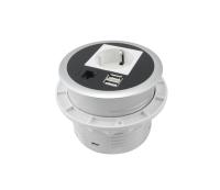 China 4 In 1 Desktop Power Grommet With 1 EU Plug 2 USB Ports 1 Network Socket For Office Home School Hotel for sale