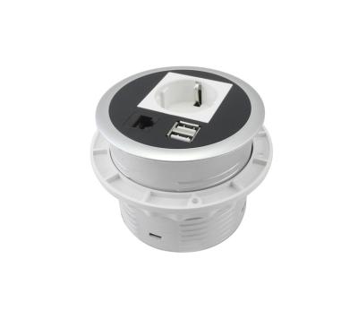 China 4 In 1 Desktop Power Grommet With 1 EU Plug 2 USB Ports 1 Network Socket For Office Home School Hotel for sale