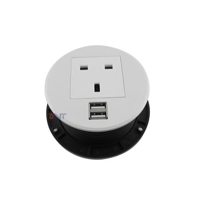 China BOENTE Desktop Power Grommet With USB Hidden Power Socket Desktop Charging Station With 1 UK 2 USB Power for sale