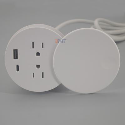 China BOENTE High Quality 4.92 Ft Cord US Power And USB-A And USB-C White for Sofa Recessed Switch Table Socket Factory for sale