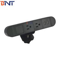 China Boente New Arrival 6.56 Ft Cord US 2 Power Outlet With 2 USB Ports Black Clip On Table Power Strip Extension PRC for sale