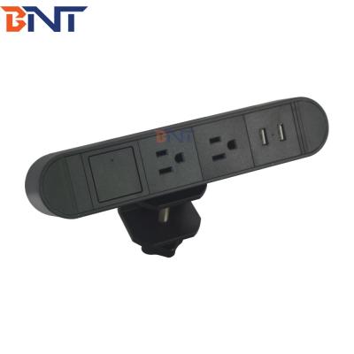 China Boente New Arrival 6.56 Ft Cord US 2 Power Outlet With 2 USB Ports Black Clip On Table Power Strip Extension PRC for sale