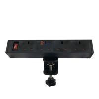 China Boente Cheap 6.56 Ft Cord Lead 4 Way Outlet With Switch Black on Table Desk Edge Clamp Power Strip Made in China for sale