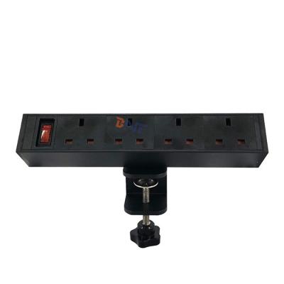 China Boente Cheap 6.56 Ft Cord Lead 4 Way Outlet With Switch Black on Table Desk Edge Clamp Power Strip Made in China for sale