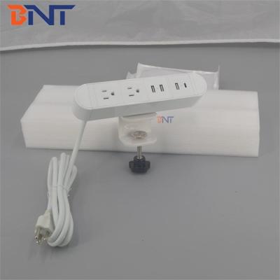 China BNT Economy 6.56 Ft Cord 3 USB-A 2 AC 1 USB-C Power Outlets White On Desk Edge Desktop Power Outlet Clamp Mount Supplier for sale