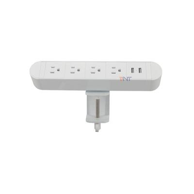 China Grade AA 6.56 Ft Cord With 4 US Plugs and 2 USB Plugs Black Conference Removable Desktop Mount Multi Outlets Company for sale