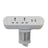 China 2021 6.56 Ft Cord Power Outlet Station With 2 Universal 2 USB Ports White Furniture Desk Power Strip Socket Distribution for sale