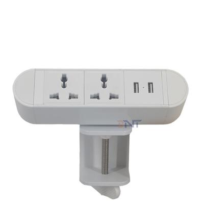 China 2021 6.56 Ft Cord Power Outlet Station With 2 Universal 2 USB Ports White Furniture Desk Power Strip Socket Distribution for sale