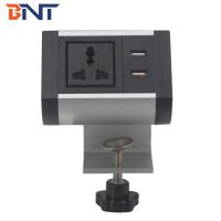 China Boente Super Mini 6.56 Ft Cord 1 Universal Power and 2 USB-A Silver  Clip On Desk Edge Electrical Power Socket Control for sale