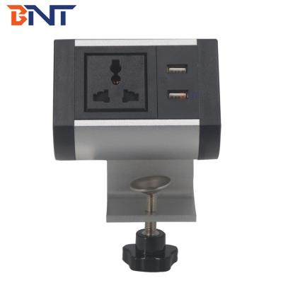 China Boente Super Mini 6.56 Ft Cord 1 Universal Power and 2 USB-A Silver  Clip On Desk Edge Electrical Power Socket Control for sale