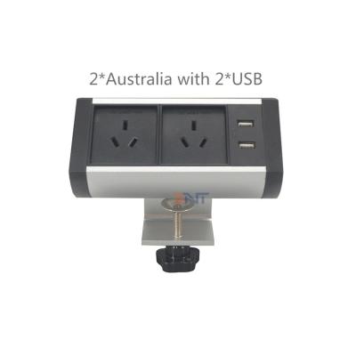 China Boente New Design 6.56 Ft Cord Configuration Customized Silver with Black Clip On Table Edge Electrical Power Socket for sale