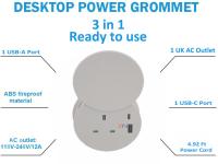 China Safety Guarantee 4.92 Ft Extension Cord 1 AC Outlet Port and 2 USB Ports White For Table Desk Hole Round for sale
