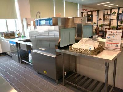 China Stainless Steel Rack conveyor dishwasher 10KW / 28KW  for ECO-M90P Restaurants for sale