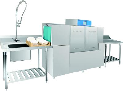 China Stainless Steel Rack conveyor dishwasher 21.3KW / 57.3KW for Restaurants for sale