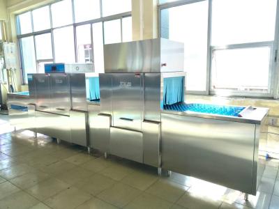 China Flight Type Dishwashing Machine 33KW / 69KW , Restaurant Style Dishwasher for sale