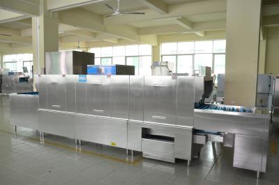 China 1900H6200W850D Dispenser inside Long chain dishwasher ECO-L620CPH for Staff canteens for sale