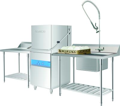 China 6.5KW / 11KW Hood type dishwasher  for Restaurants / Staff canteens for sale