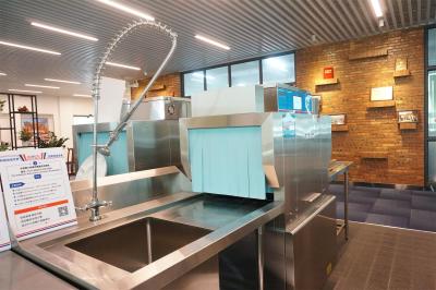China Rack Type Dishwasher Stainless Steel Dispenser inside ECO-M90P for Restaurants for sale