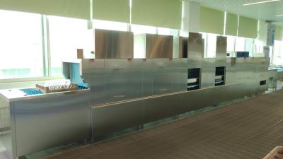 China 60~75℃ Industrial Kitchen Dishwasher / High Temperature Dishwashing Machine 380V 50Hz for sale