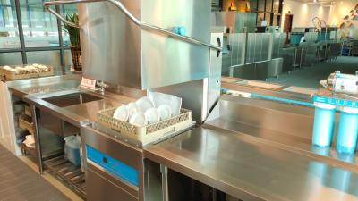 China Guest House Hood Type Dishwasher With Unique Concave Anti Blocking Nozzle for sale