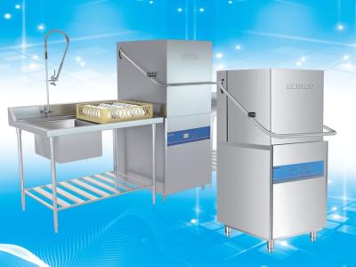 China LED Display Hood Type Dishwasher Electric Heating Patte 82 - 95℃ Rinse for sale