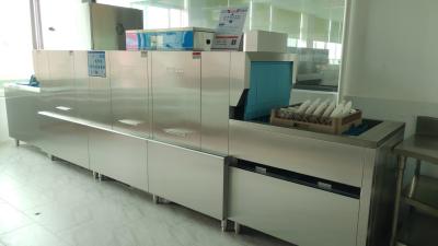 China Custom Made Flight Type Dishwasher With High Power Wash Water Pump 2×2.4 KW for sale