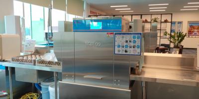 China Accurate Commercial Conveyor Dishwasher , LED Display Three Rack Dishwasher for sale