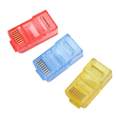 China Multicolour RJ45 8P8C Modular Plug Cat5E Ethernet Cable Connector Gold Plated 30um for sale