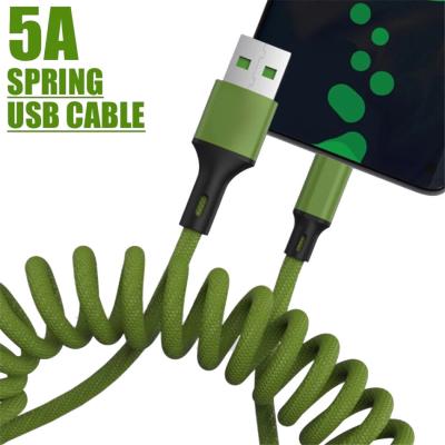 China Fast Charge Cable USB Type C 5A Mechanical Keyboard Coiled Data Charger Cable Braided Cord for sale