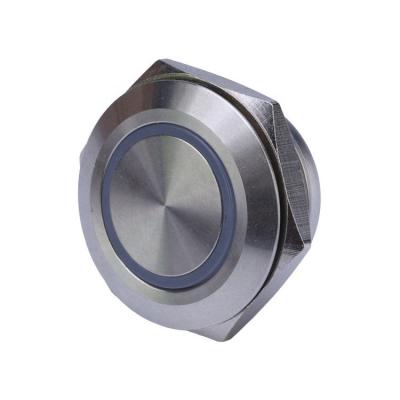 China Push button switch 22mm flattest metal Momentary waterproof 12V for sale