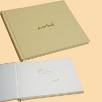 China Customize B5 Linen Fabric Blank Hardcover Guest Book Gold Hot Foil Stamping Cover for sale