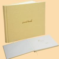 China Customize B5 Linen Fabric Blank Hardcover Guest Book Gold Hot Foil Stamping Cover for sale