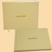 China Customize B5 Linen Fabric Blank Hardcover Guest Book Gold Hot Foil Stamping Cover for sale
