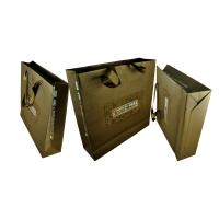 China Flat Handle Kraft Paper Bag Printing 4C+0 Cover color Gold hot foil stamping for sale