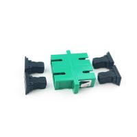 China SC APC Dustproof Duplex Coupler with Eared 2 Port Green Optical Fiber Active Connection for sale