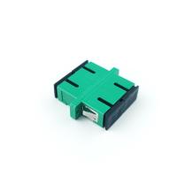 China SC APC Dustproof Duplex Coupler with Eared 2 Port Green Optical Fiber Active Connection for sale