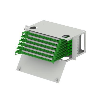 China 12-144 Cores Cold Rolled Steel 19-Inch Fiber Optic Patch Panel for Rack Mount for sale