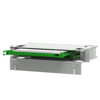 China 24 Port Fiber Optic Distribution Patch Panel E2000 19 Inch Rack Mount 70x482x255mm for sale