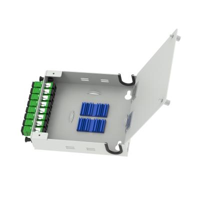 China Cold Rolled Steel 8 Cores SC APC Fiber Optic FTTH Terminal Box Wall Mount 180x130x36mm for sale