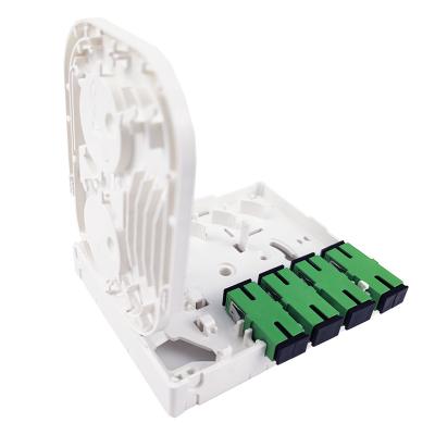 China SC/APC 4 Port Fiber Optic Socket Panel 102x82x32mm Indoor FTTH Network for sale